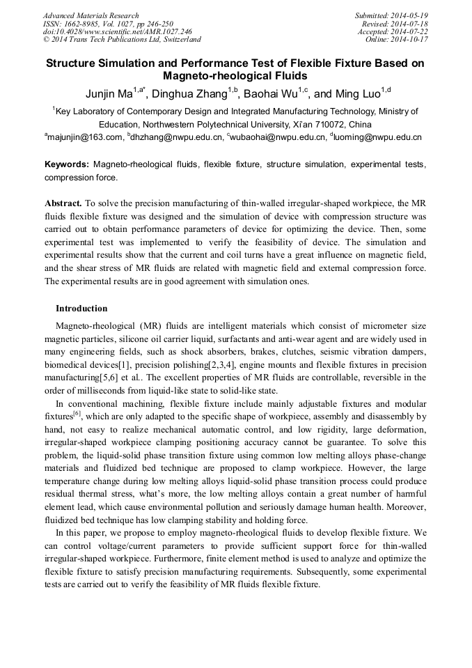 Structure Simulation and Performance Test of Flexible Fixture Based on ...