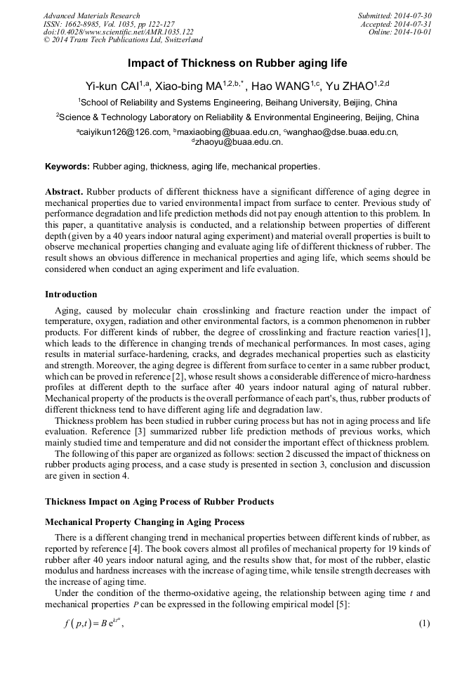 Impact of Thickness on Rubber Aging Life | Scientific.Net