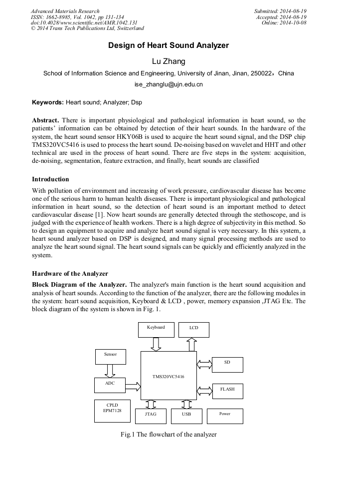 Design of Heart Sound Analyzer | Scientific.Net