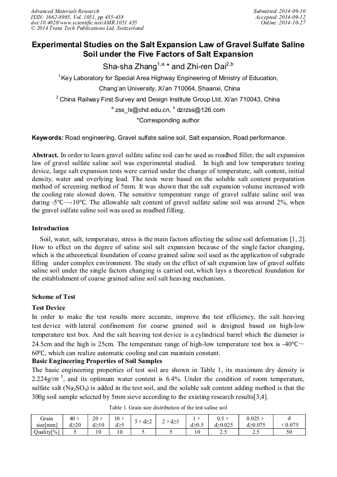 Experimental Studies on the Salt Expansion Law of Gravel Sulfate Saline ...