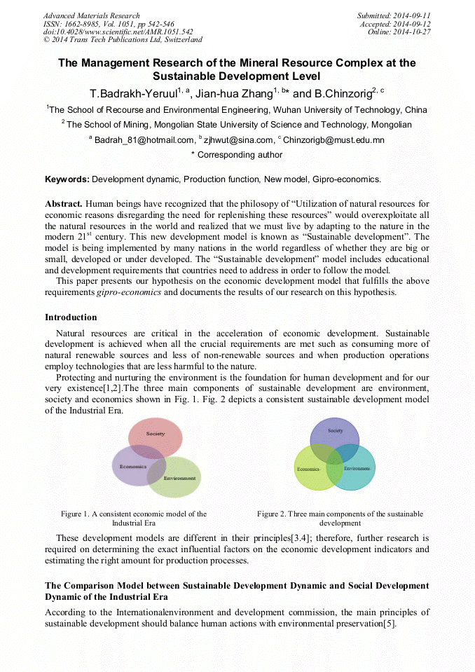 The Management Research of the Mineral Resource Complex at the ...