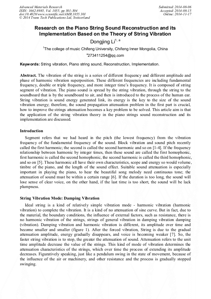 Research on the Piano String Sound Reconstruction and its ...