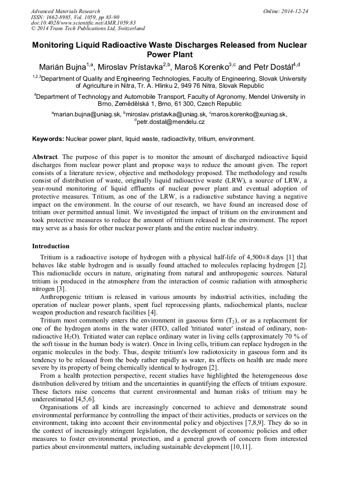 Monitoring Liquid Radioactive Waste Discharges Released from Nuclear ...