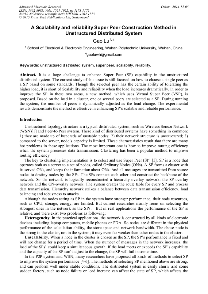 A Scalability and Reliability Super Peer Construction Method in ...