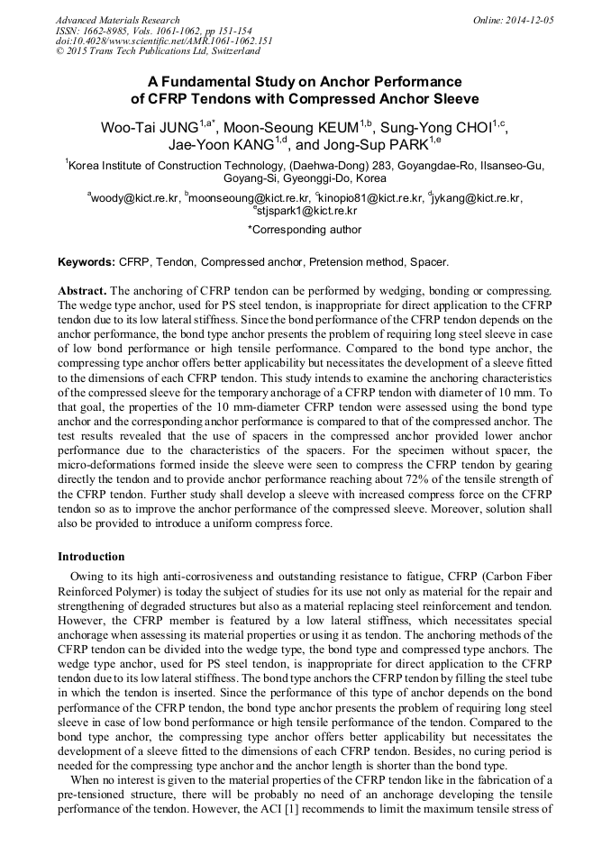 A Fundamental Study on Anchor Performance of CFRP Tendons with ...