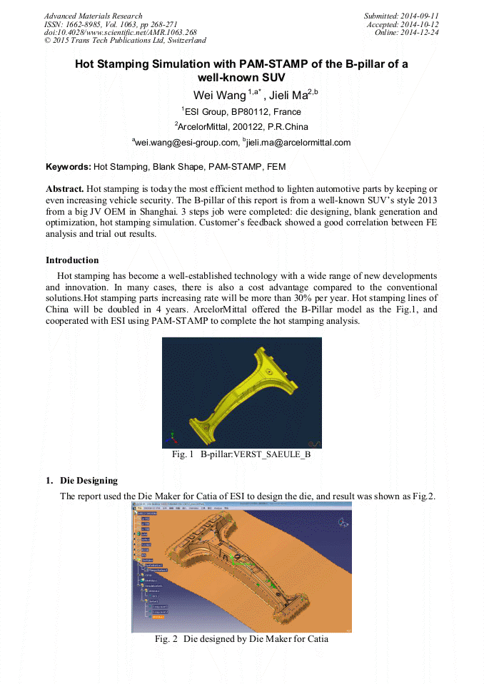 Hot Stamping Simulation with PAM-STAMP of the B-Pillar of a Well-Known ...