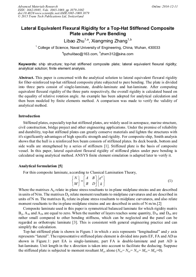 Lateral Equivalent Flexural Rigidity for a Top-Hat Stiffened Composite ...
