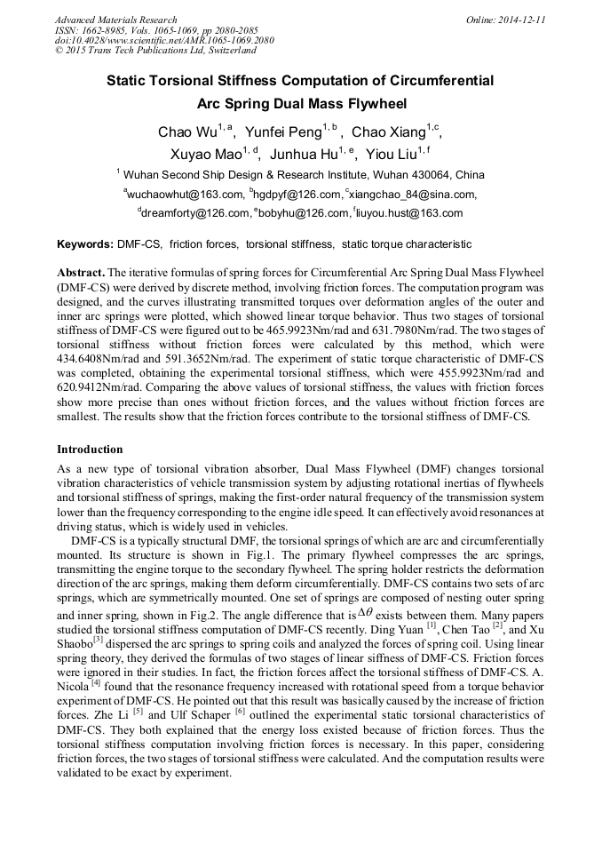 Static Torsional Stiffness Computation of Circumferential Arc Spring ...