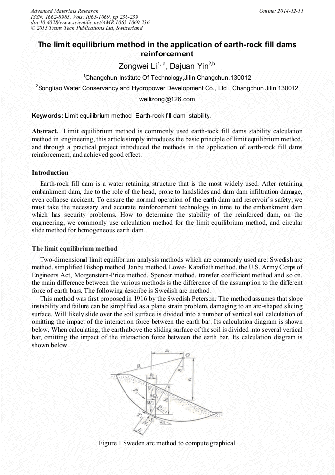 The Limit Equilibrium Method in the Application of Earth-Rock Fill Dams ...