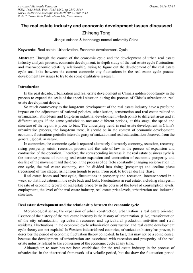 The Real Estate Industry and Economic Development Issues Discussed ...