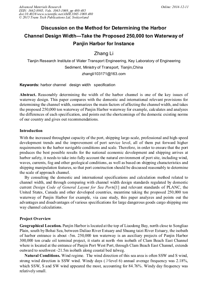 Discussion on the Method for Determining the Harbor Channel Design ...