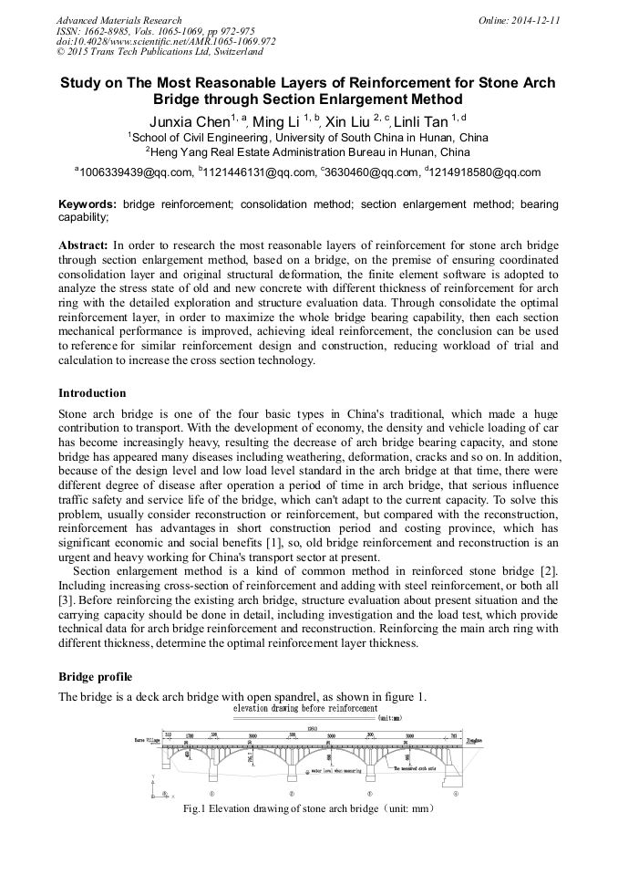 Study on the most Reasonable Layers of Reinforcement for Stone Arch ...