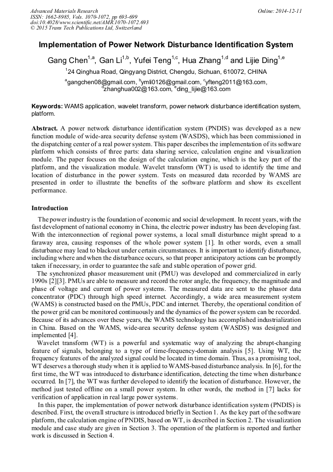 Implementation of Power Network Disturbance Identification System ...