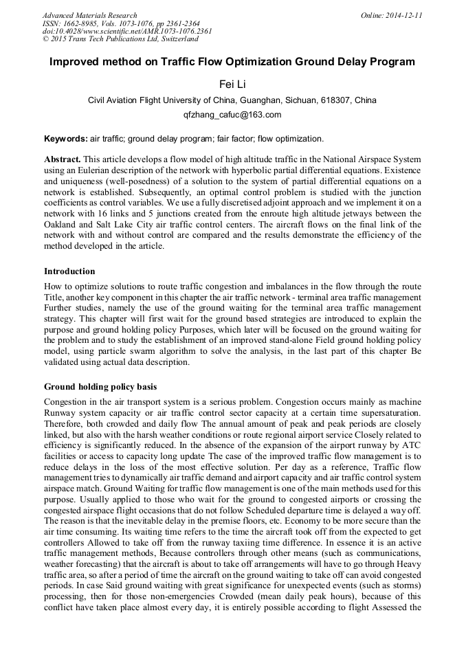 Improved Method on Traffic Flow Optimization Ground Delay Program ...