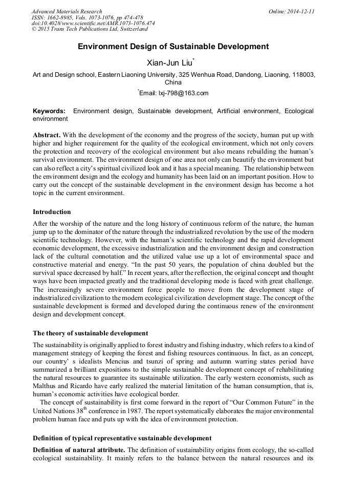 Environment Design of Sustainable Development | Scientific.Net