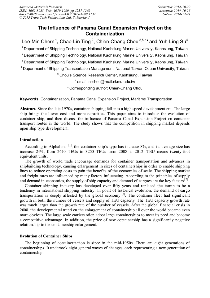 The Influence of Panama Canal Expansion Project on the Containerization ...