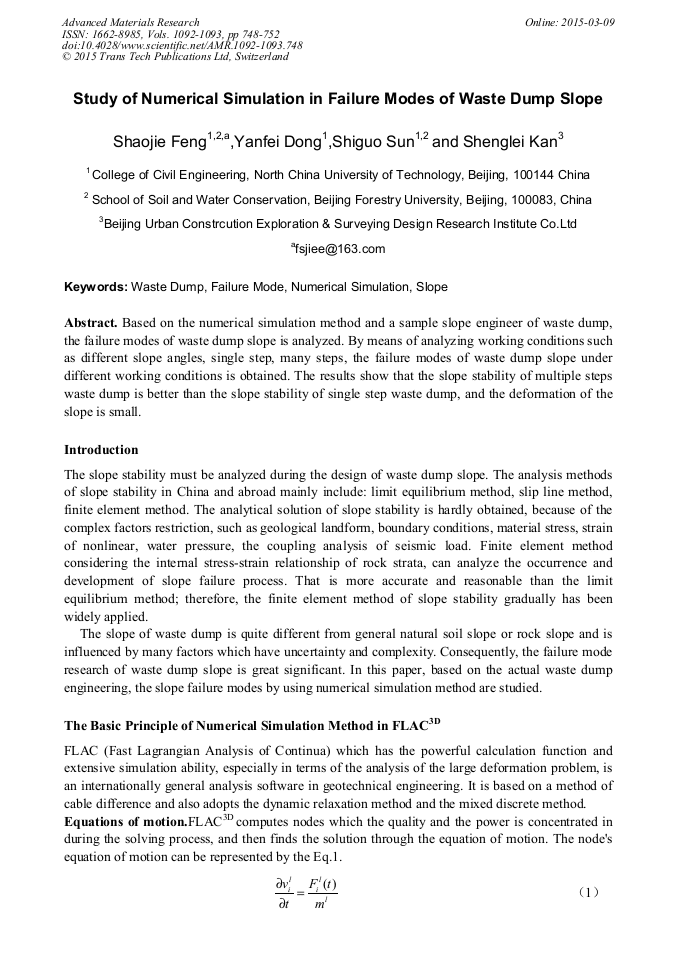 Study of Numerical Simulation in Failure Modes of Waste Dump Slope ...