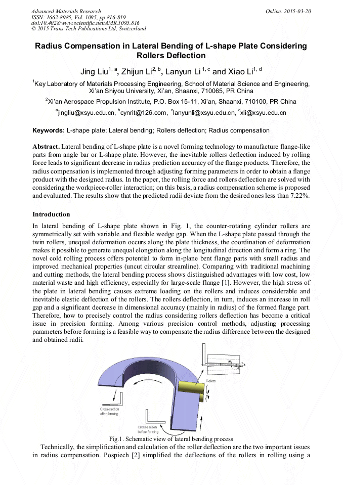 Radius Compensation in Lateral Bending of L-Shape Plate Considering ...