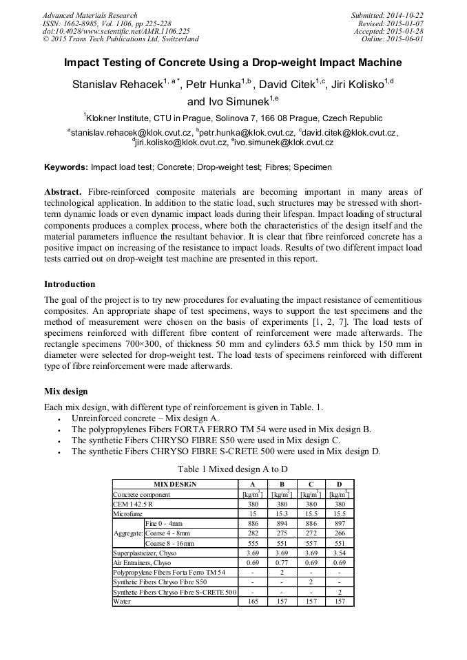 Impact Testing of Concrete Using a Drop-Weight Impact Machine ...