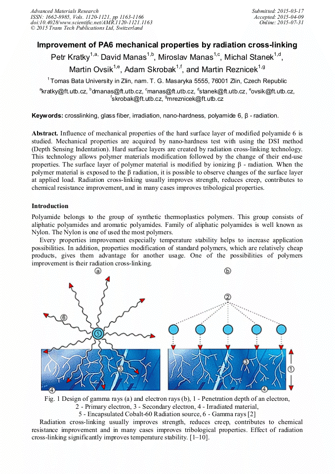 Improvement of PA6 Mechanical Properties by Radiation Cross-Linking ...