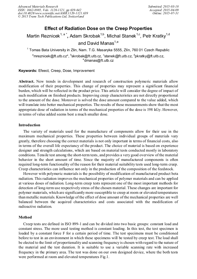 Effect of Radiation Dose on the Creep Properties | Scientific.Net