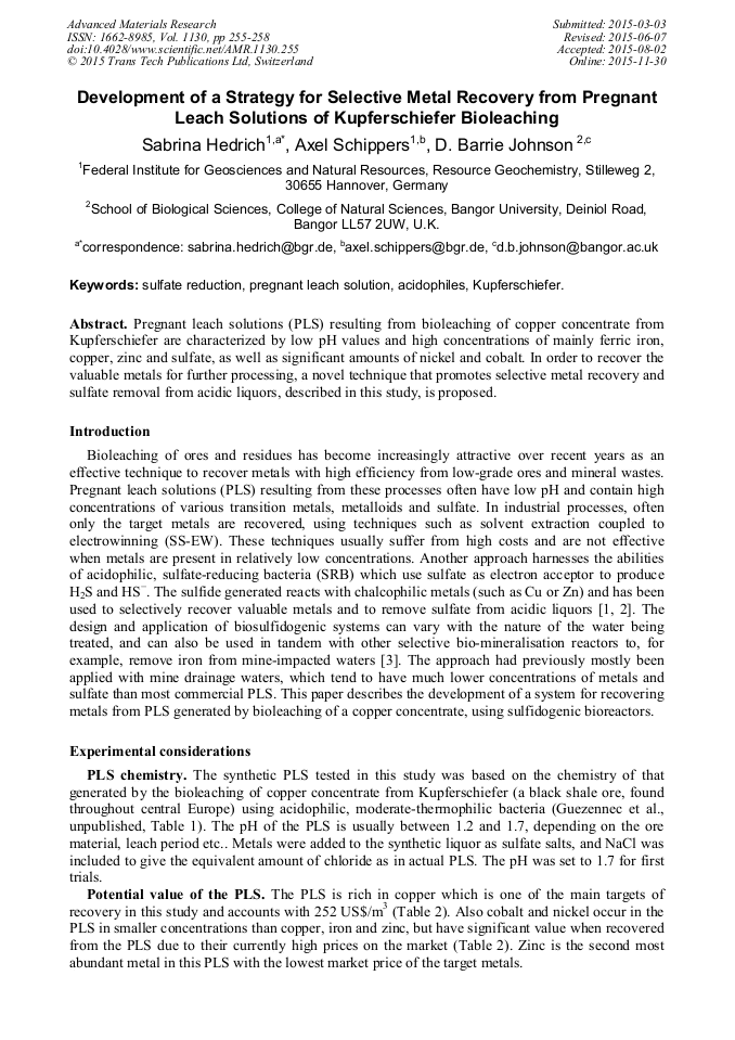 Development of a Strategy for Selective Metal Recovery from Pregnant ...