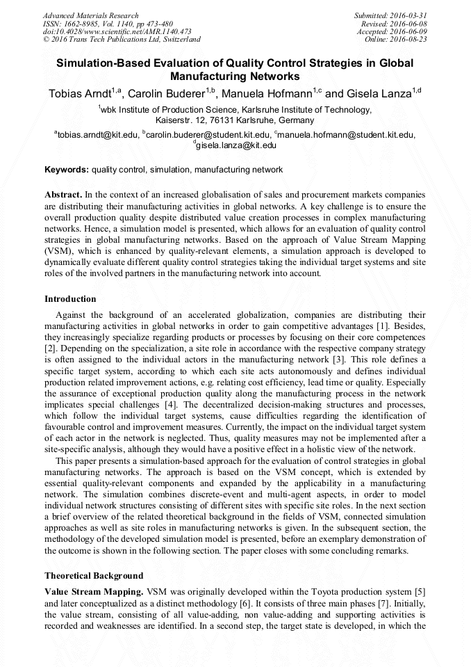 Simulation-Based Evaluation of Quality Control Strategies in Global ...