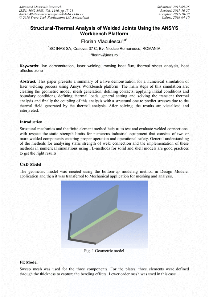 Structural-Thermal Analysis of Welded Joints Using the ANSYS Workbench ...