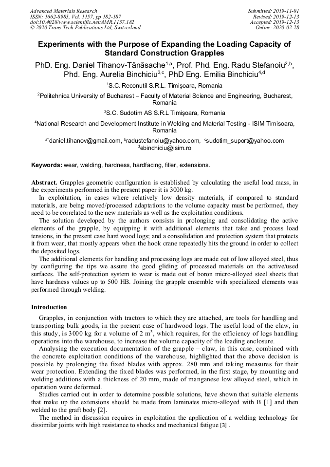 Experiments with the Purpose of Expanding the Loading Capacity of ...