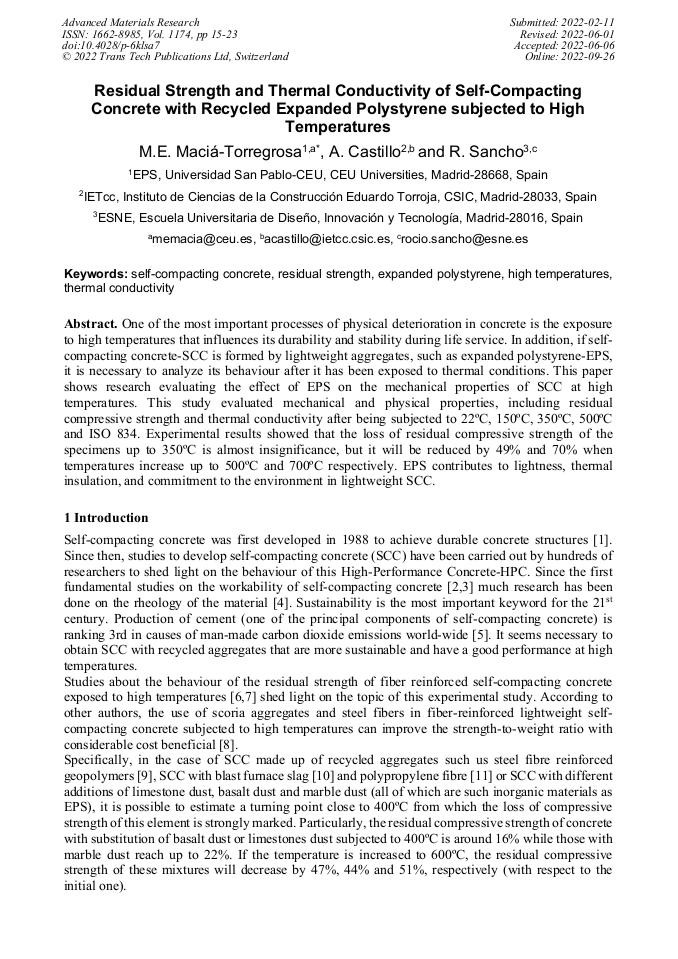 Residual Strength and Thermal Conductivity of Self-Compacting Concrete ...
