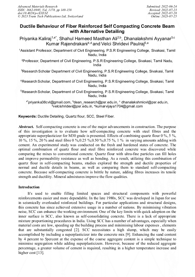 Ductile Behaviour of Fiber Reinforced Self Compacting Concrete Beam ...