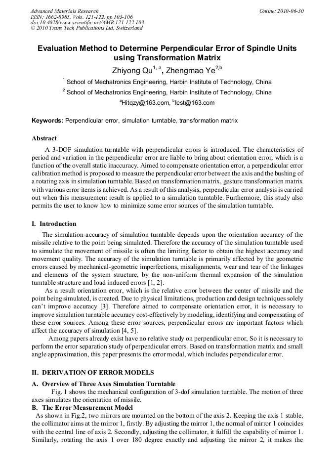 Evaluation Method to Determine Perpendicular Error of Spindle Units ...