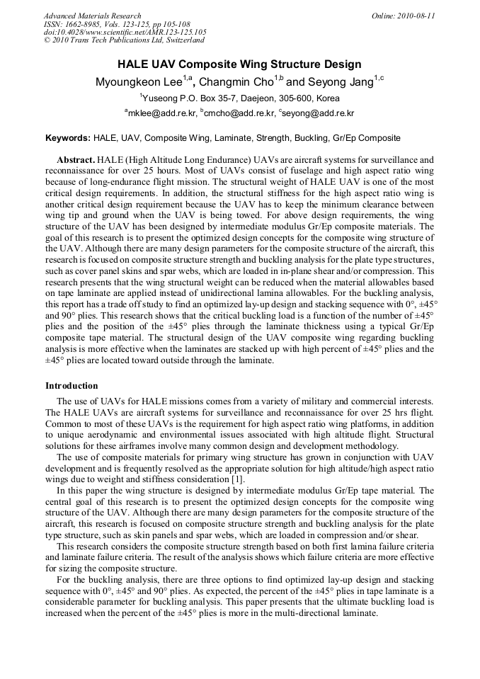 HALE UAV Composite Wing Structure Design | Scientific.Net