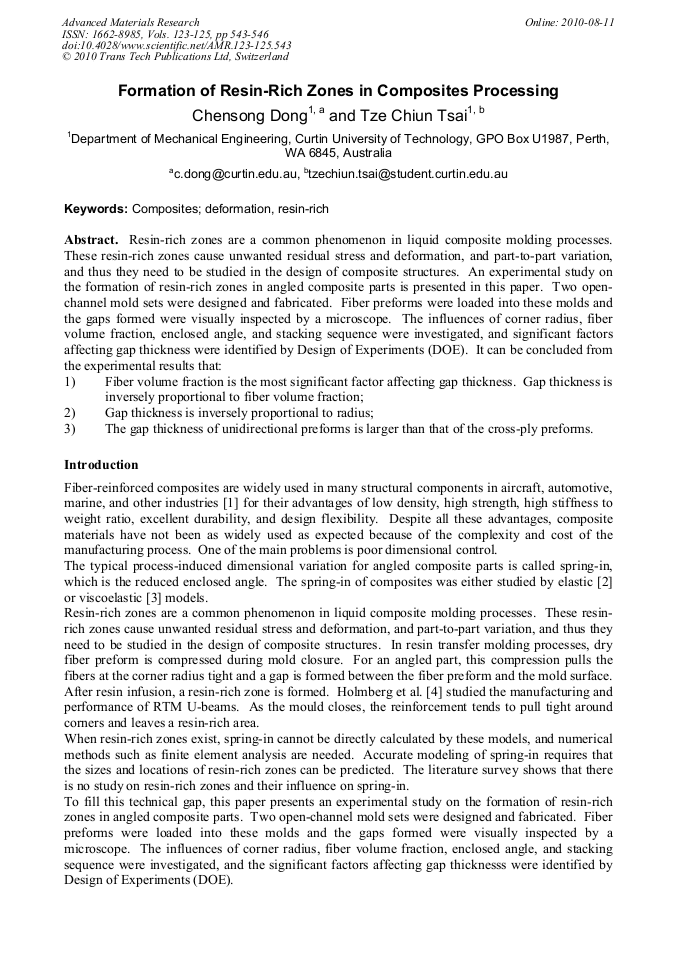 Formation of Resin-Rich Zones in Composites Processing | Scientific.Net