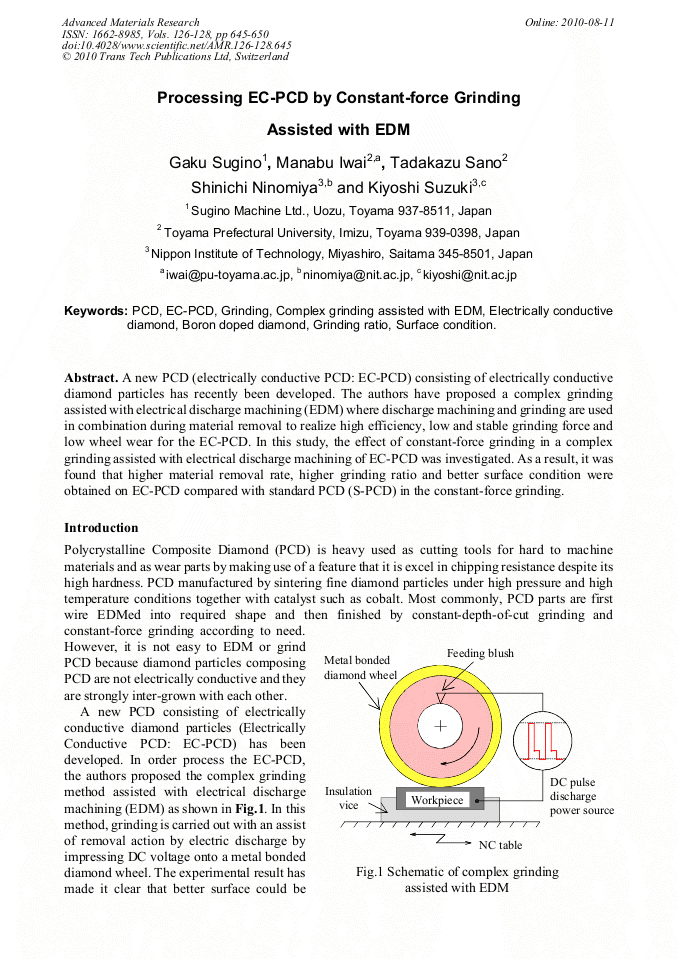 Processing EC-PCD by Constant-Force Grinding Assisted with EDM ...