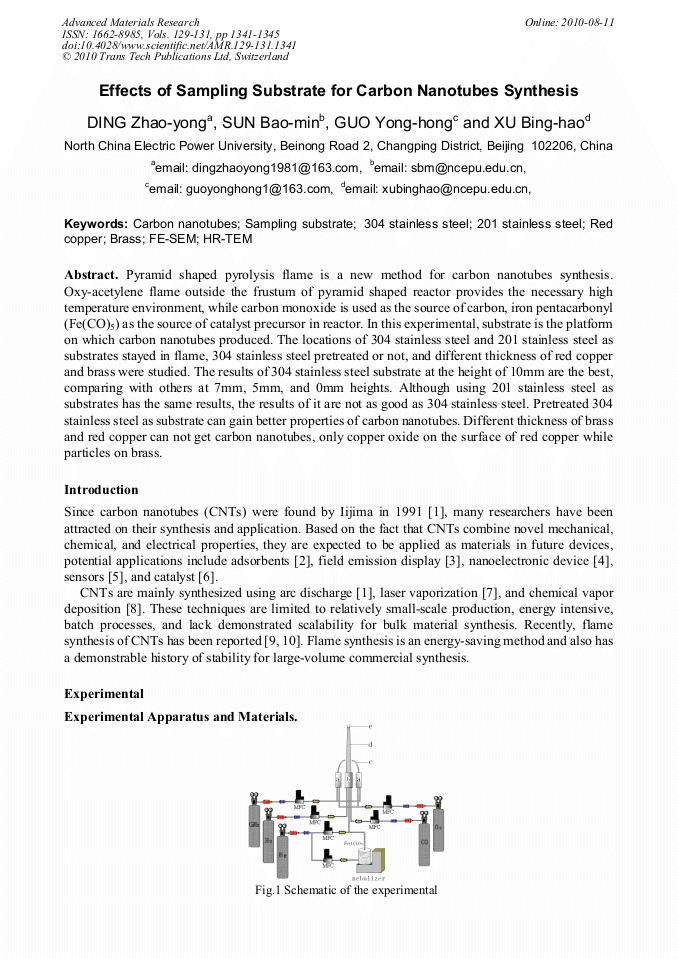 Effects of Sampling Substrate for Carbon Nanotubes Synthesis ...