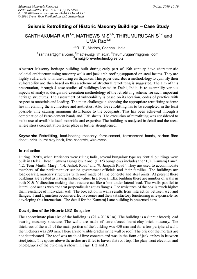 Seismic Retrofitting of Historic Masonry Buildings – Case Study ...