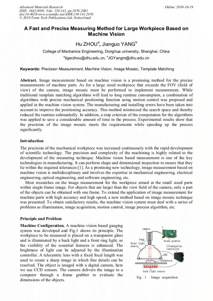 A Fast and Precise Measuring Method for Large Workpiece Based on ...