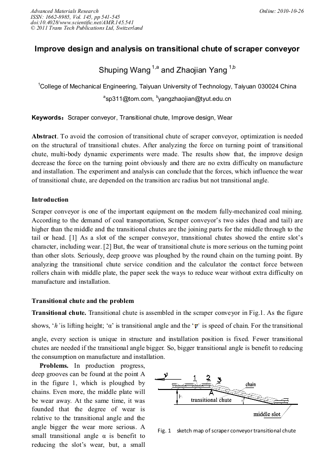 Improve Design and Analysis on Transitional Chute of Scraper Conveyor ...