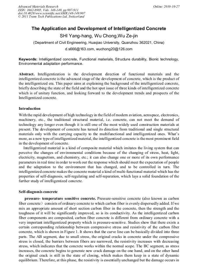 The Application and Development of Intelligentized Concrete ...