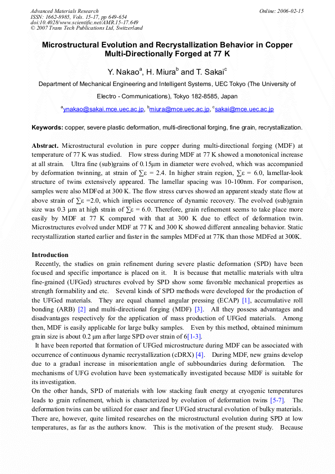 Microstructural Evolution and Recrystallization Behavior in Copper ...