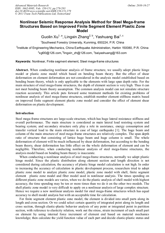 Nonlinear Seismic Response Analysis Method for Steel Mega-Frame ...