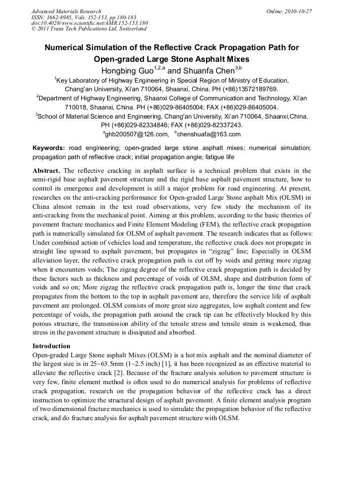 Numerical Simulation of the Reflective Crack Propagation Path for Open ...