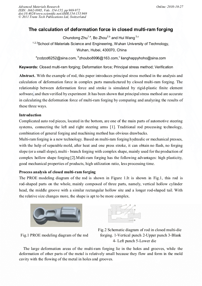 The Calculation of Deformation Force in Closed Muti-Ram Forging ...