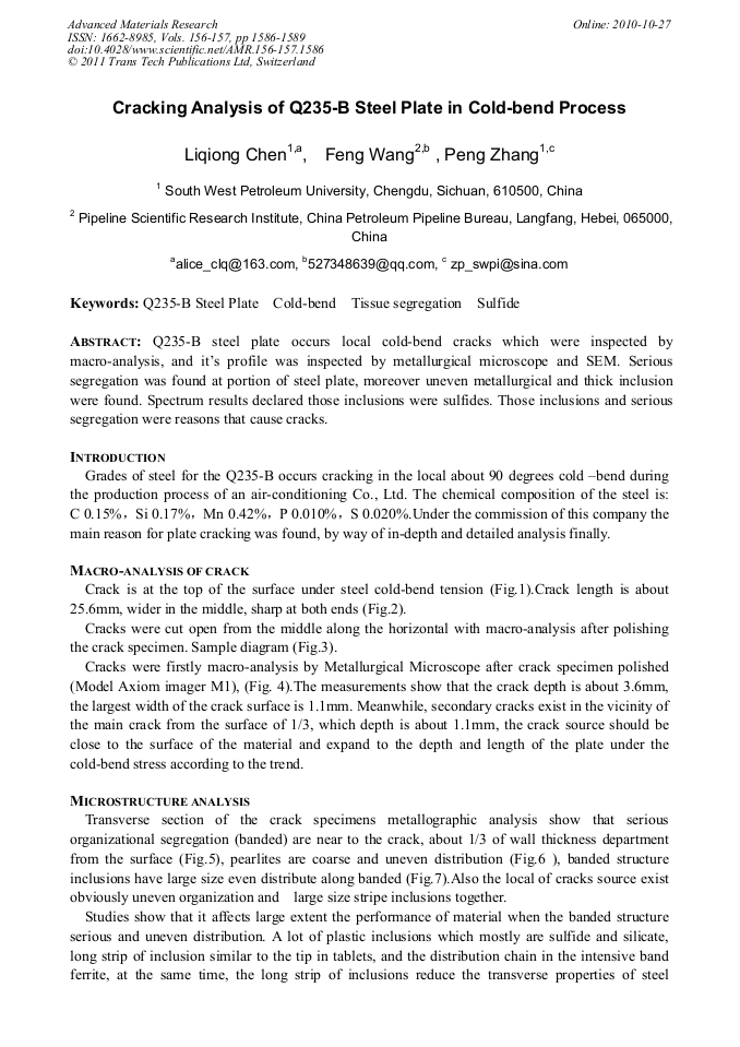 Cracking Analysis of Q235-B Steel Plate in Cold-Bend Process ...