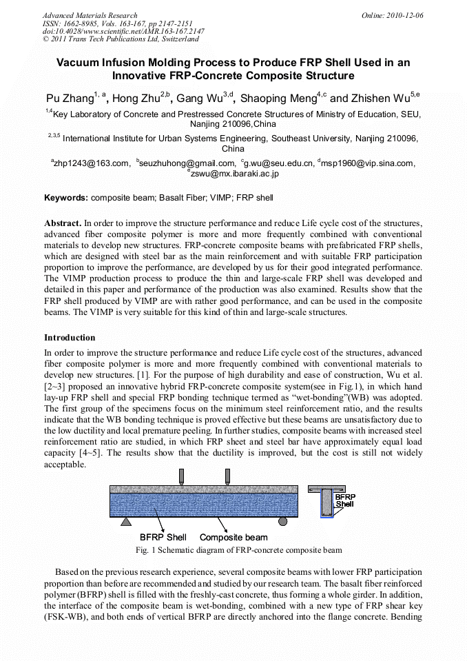 Vacuum Infusion Molding Process to Produce FRP Shell Used in an ...