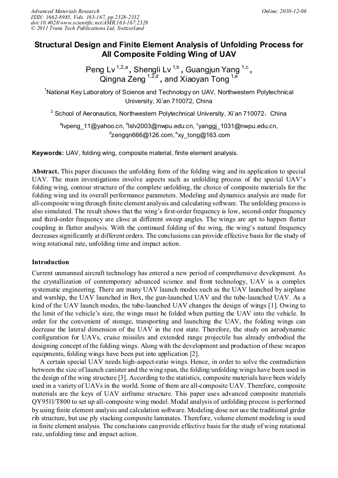 Structural Design And Finite Element Analysis Of Unfolding Process For All Composite Folding