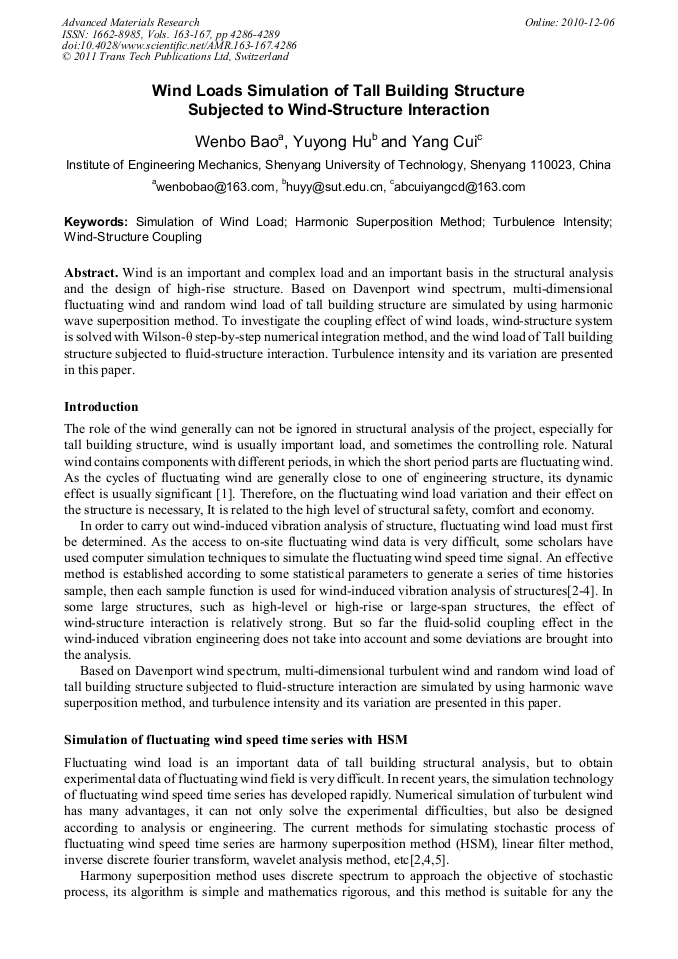 Wind Loads Simulation of Tall Building Structure Subjected to Wind ...