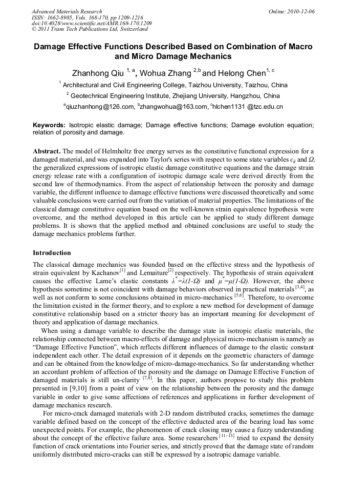 Damage Effective Functions Described Based on Combination of Macro and ...