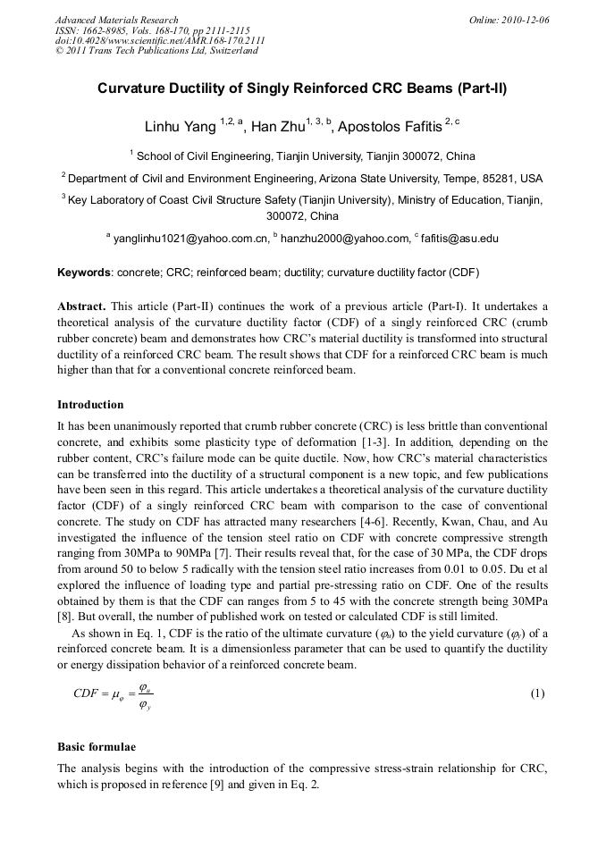 Curvature Ductility of Singly Reinforced CRC Beams (Part-II ...
